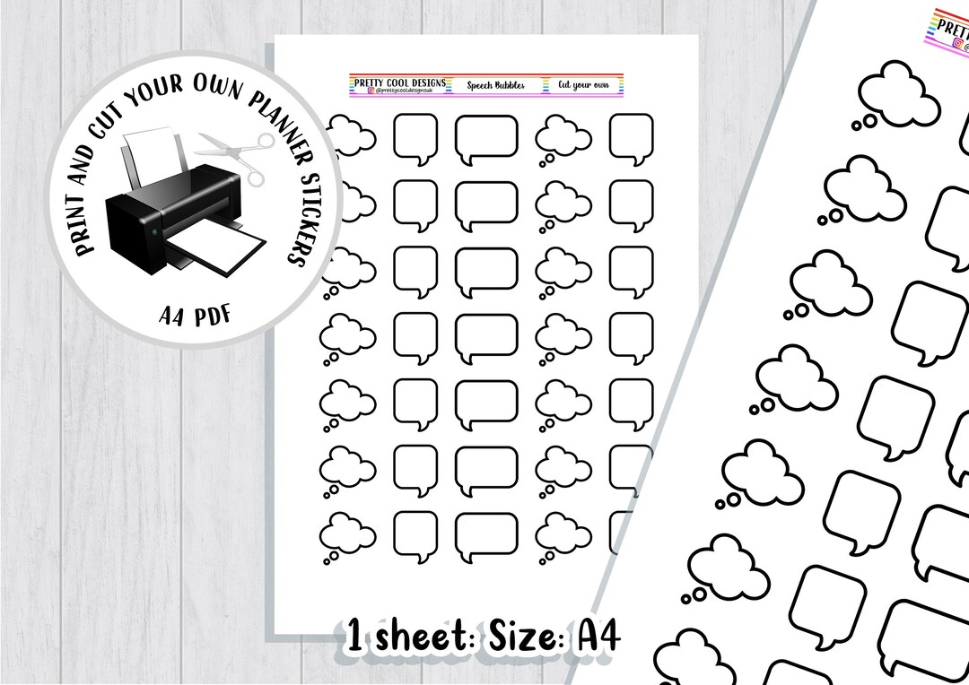 Download Printable Speech Bubbles Blank Planner Stickers PDF Print and ...