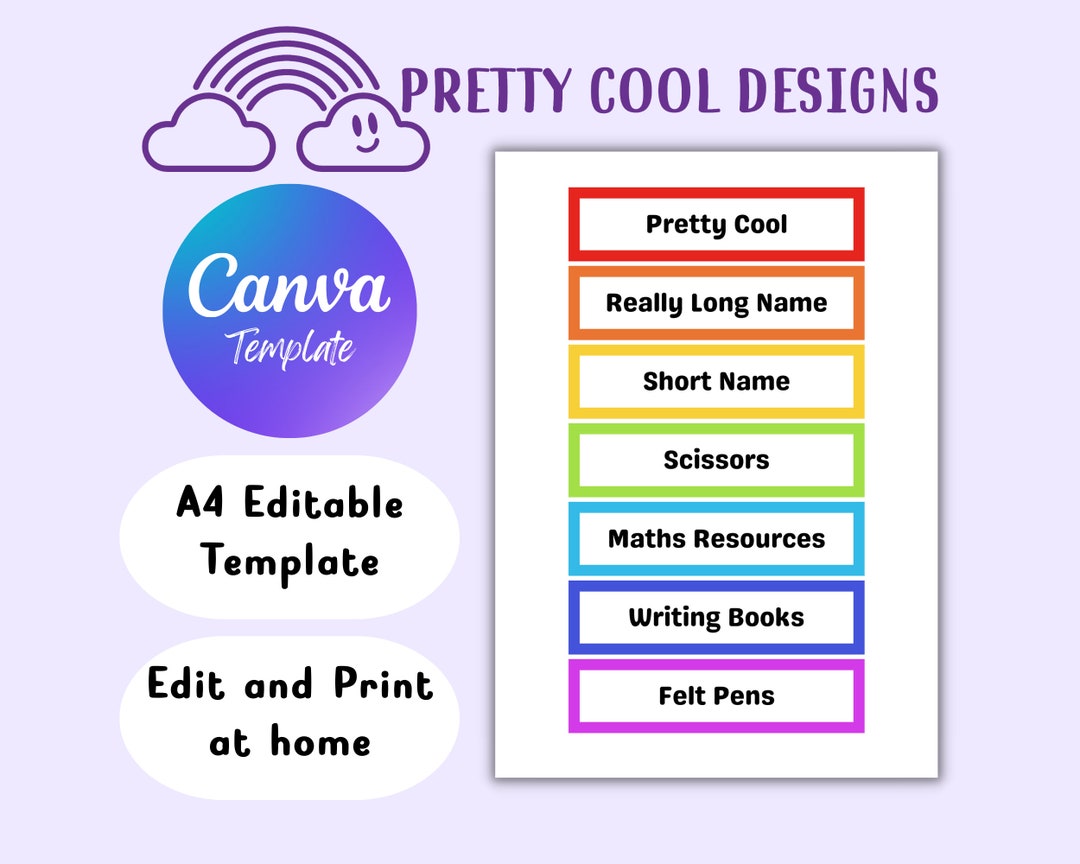 Canva Template Classroom Rainbow Drawer Labels | Editable Labels for ...