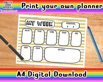Weekly Desk Planner Printable PDF Digital Download A4 Print Your Own ...