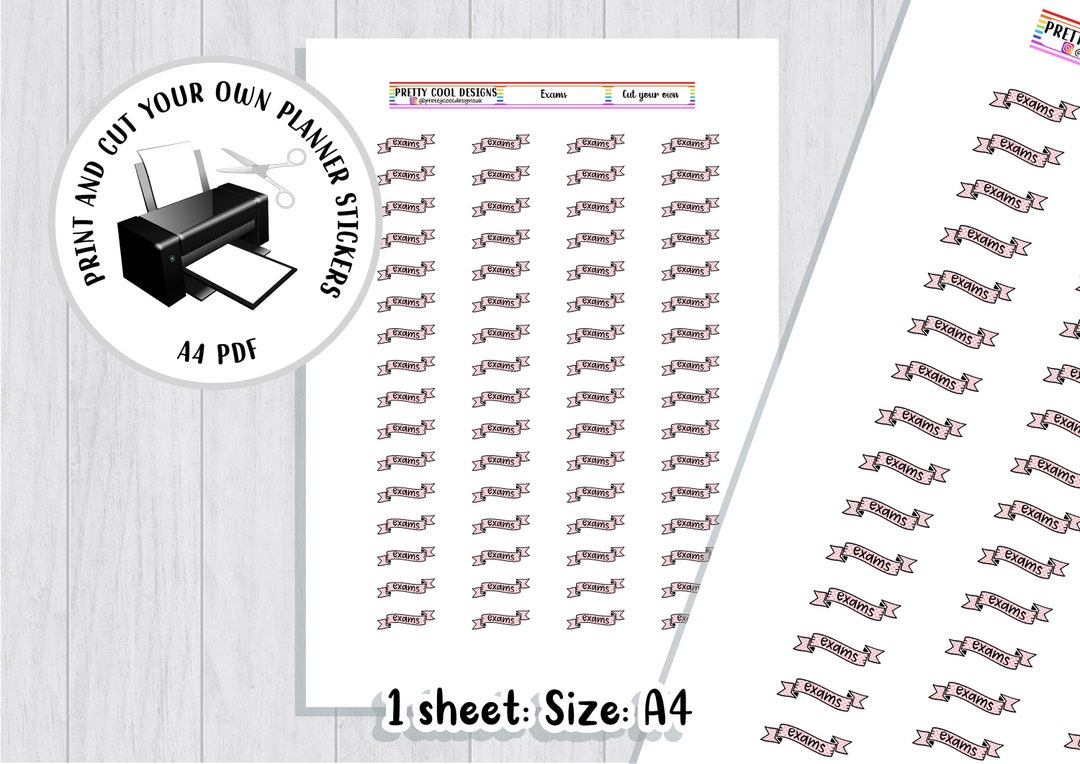 Exams Planner Stickers: Student Teacher DIY (PDF Print) - Etsy