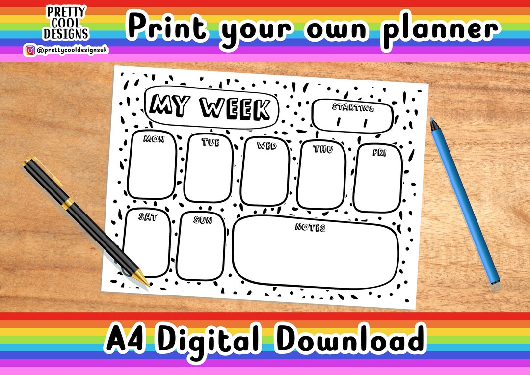 Weekly Desk Planner Printable PDF Digital Download A4 Print Your Own ...
