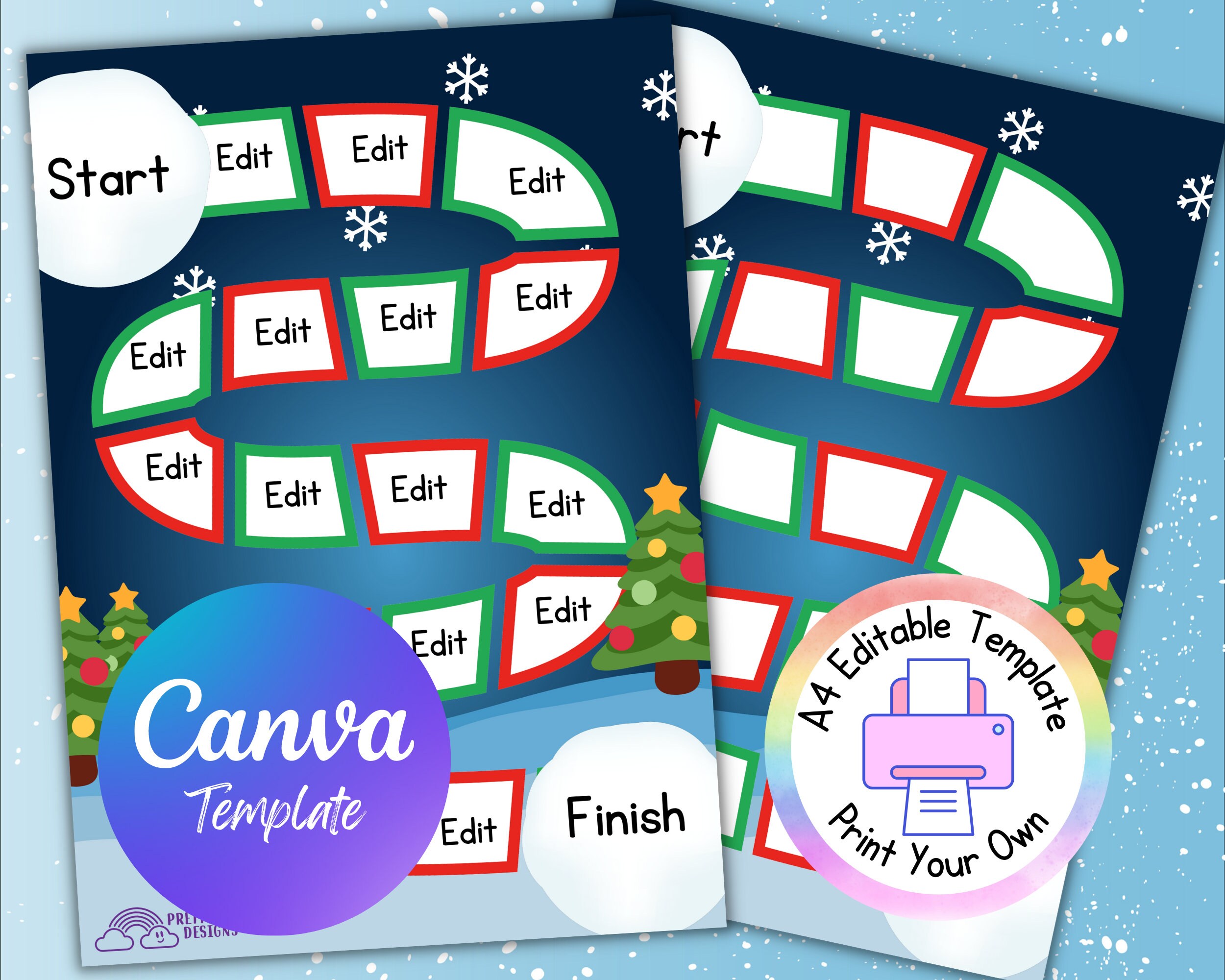 Christmas Printable Game Board Template Editable Activity Printable ...