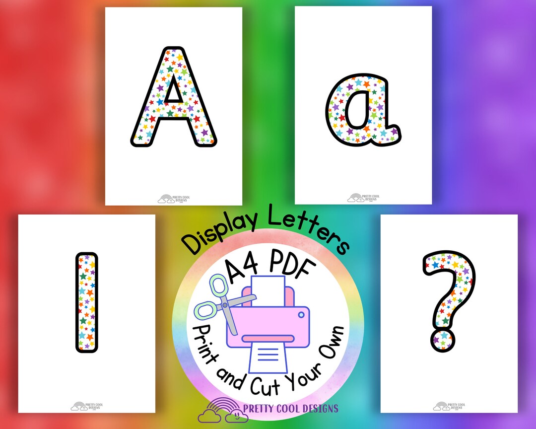 Rainbow Stars | Printable Display | Bulletin | Letters Numbers Symbols ...