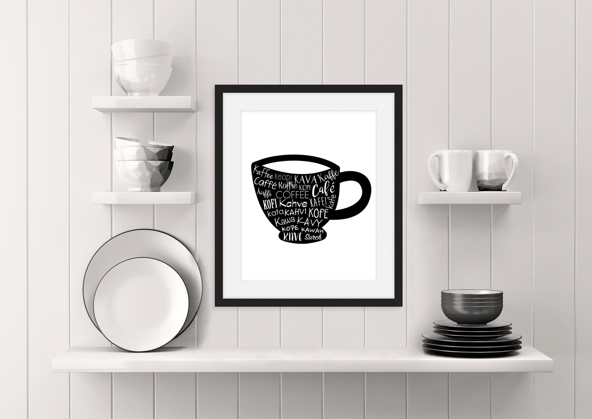 Coffee Art Different Languages / Cafe Word Art / Minimalist - Etsy