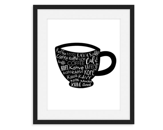 Coffee Art Different Languages / Cafe Word Art / Minimalist | Etsy