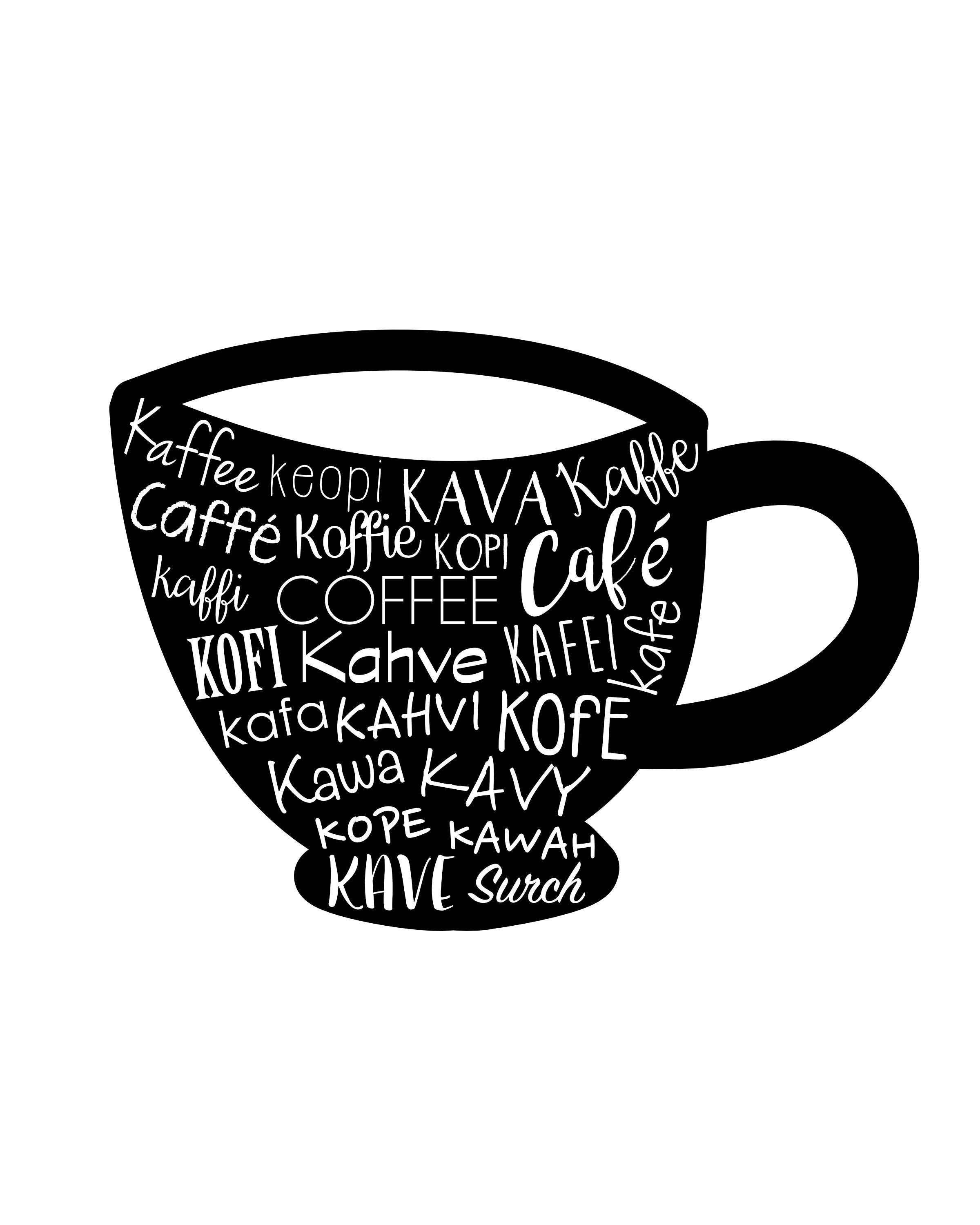 Coffee Art Different Languages / Cafe Word Art / Minimalist - Etsy