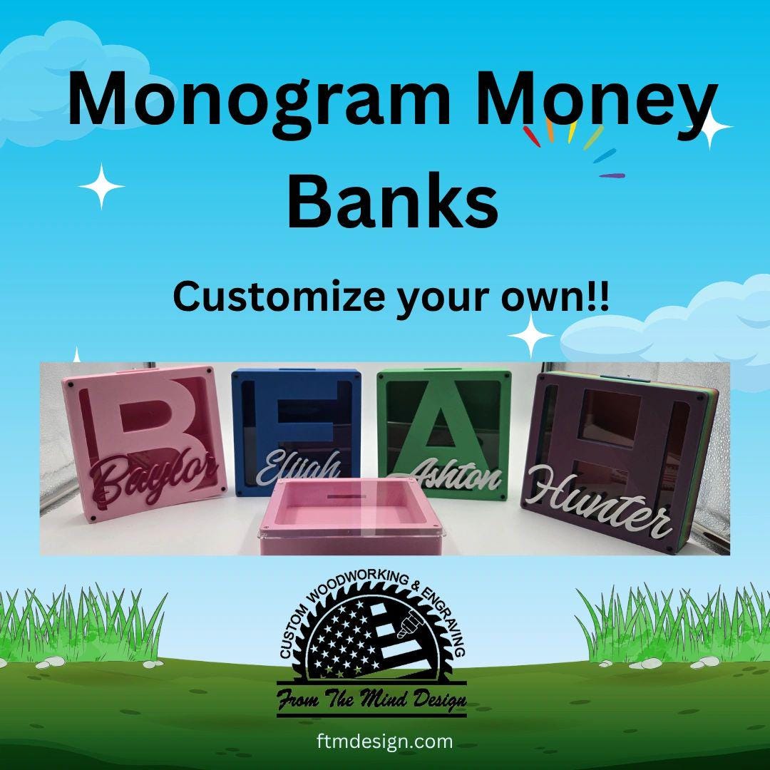 Monogram/name Money Banks - Fully Customizable - Etsy