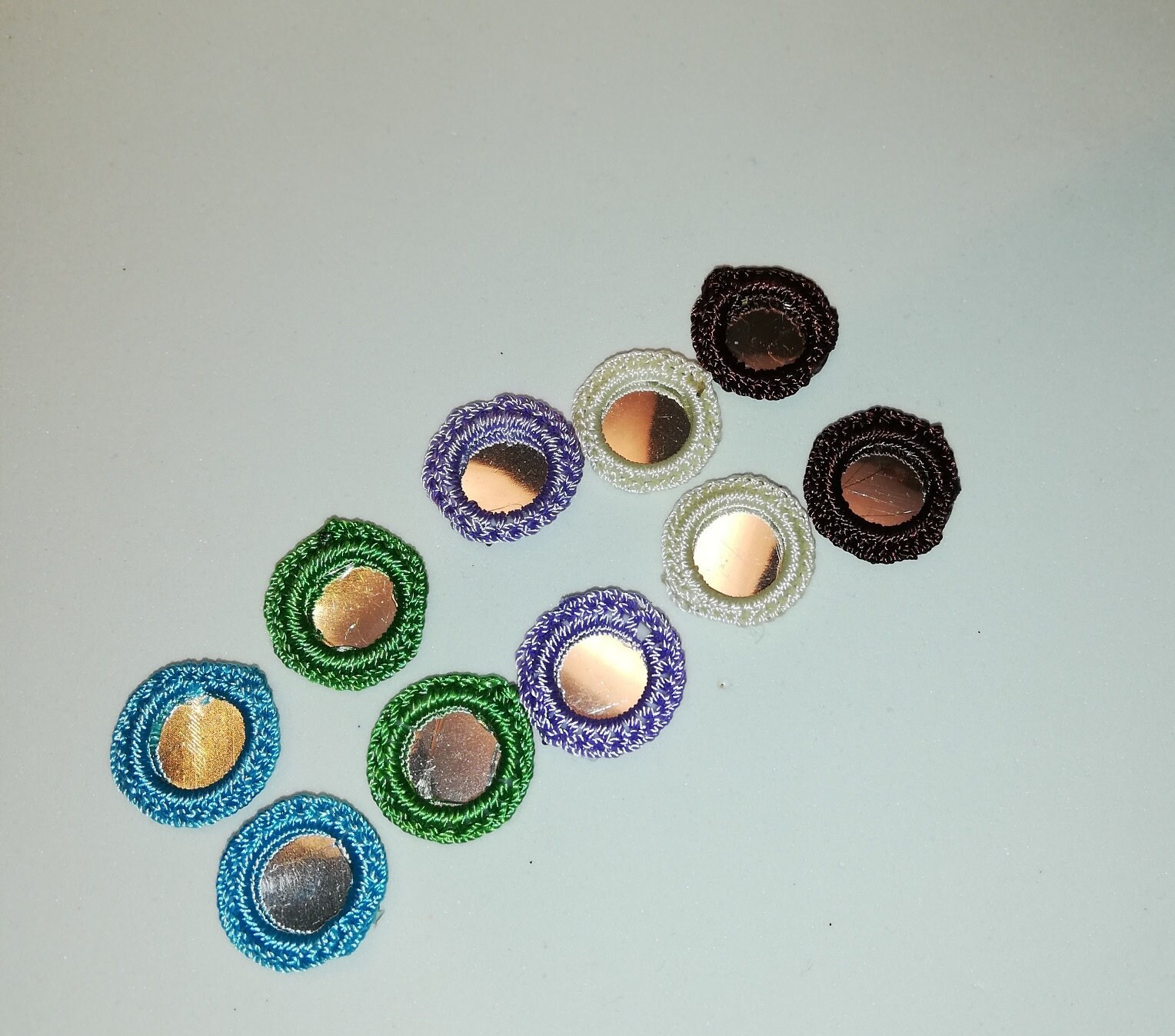 20 Pieces Round Mirror Patches Hand Made Thread Sew Ons Mirror ...