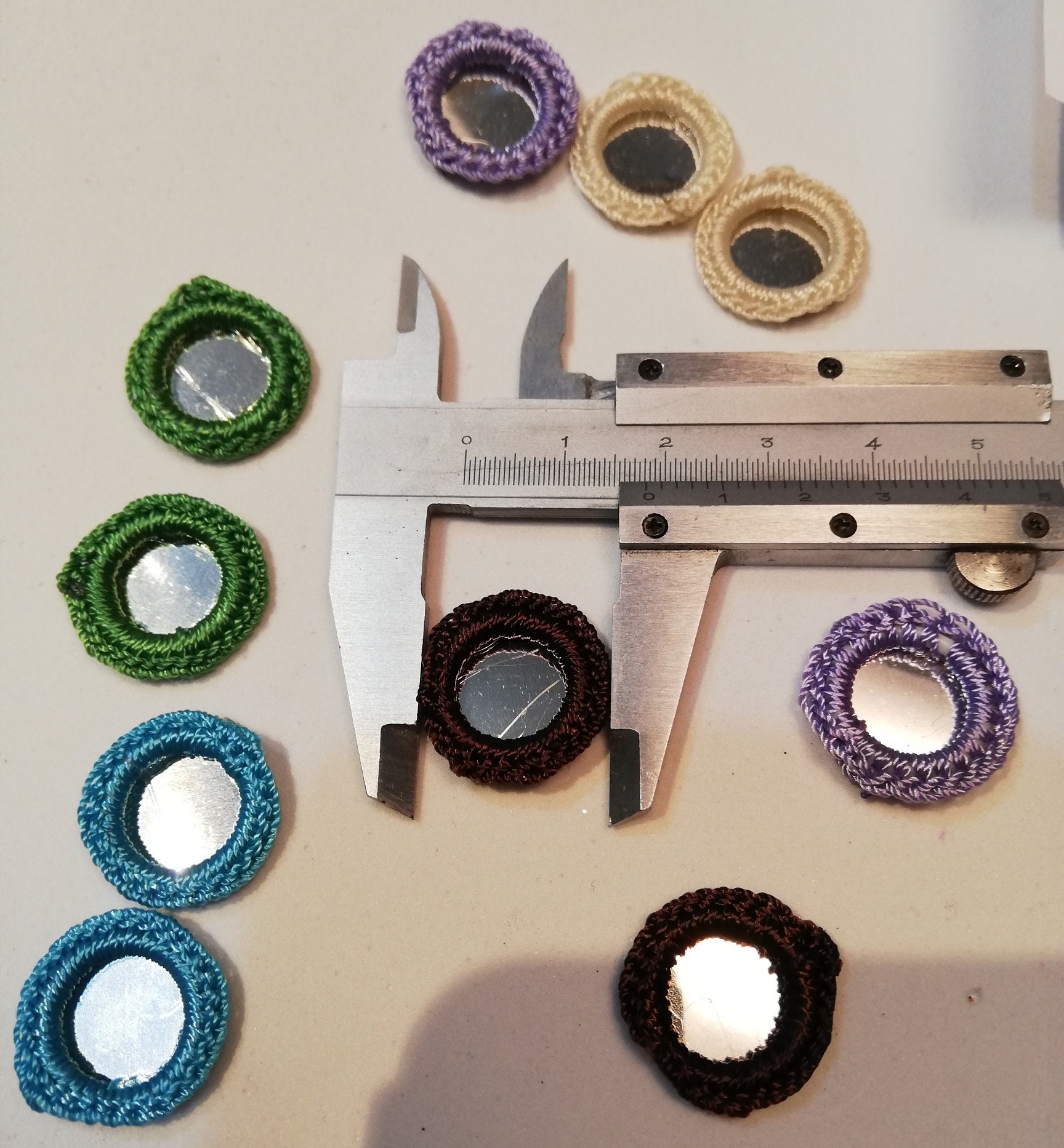 20 Pieces Round Mirror Patches Hand Made Thread Sew Ons Mirror ...