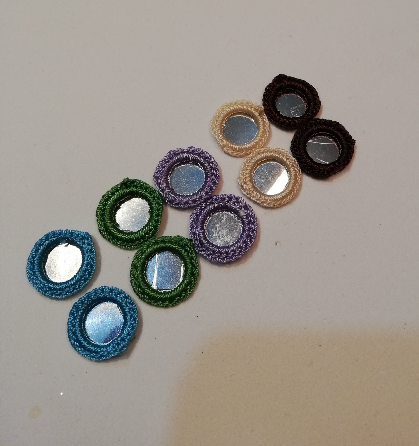 20 Pieces Round Mirror Patches Hand Made Thread Sew Ons Mirror ...