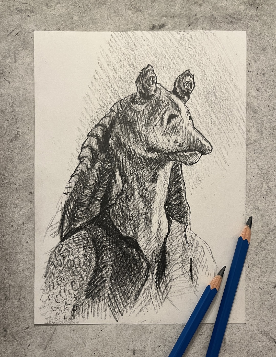 The Phantom Menace Jar Jar Binks Original Fine Art Drawing - Etsy