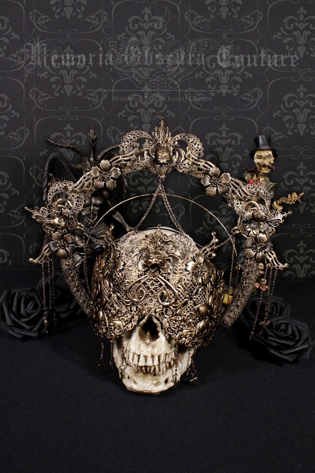 CUSTOM ORDER Set Blind Mask & Halo Headpiece "cresent Moon" - Gothic ...