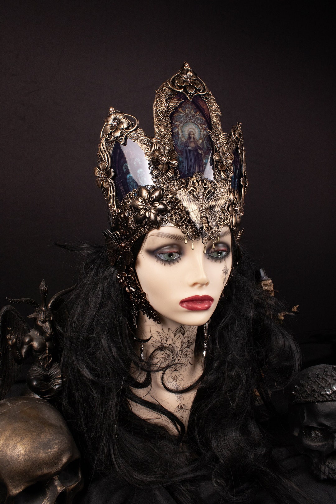 CUSTOM ORDER Stained Glasscathedral Faceframe Headpiece betty Religious ...