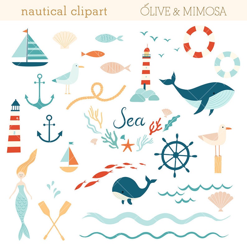 Nautical Clip Art Vector Images, Sea Clipart, Anchor, Lighthouse ...