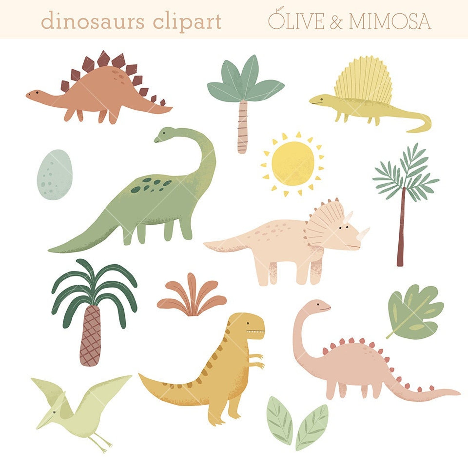 Dinosaurs Clip Art Images, Dinosaur Illustrations, Commercial Use ...