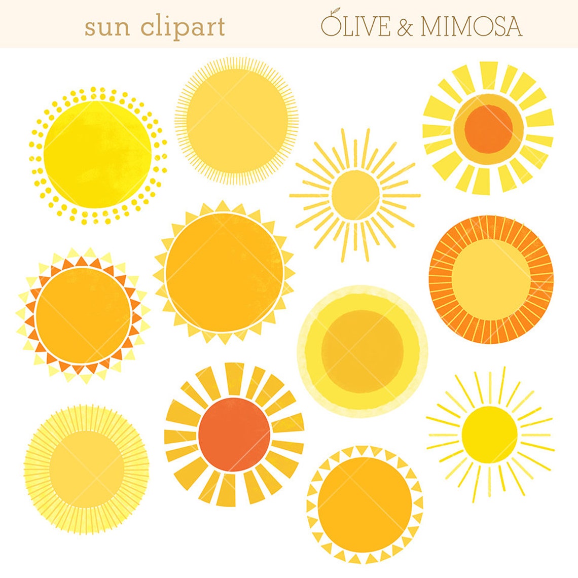 Sun Clip Art Images, Sunshine Clipart, Cute Smiling Sun Digital ...