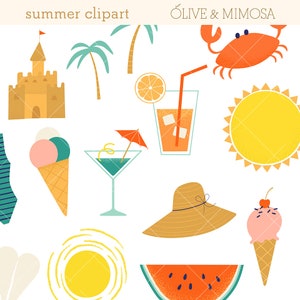 Summer Clip Art, Beach Clipart, Vector, Summer Fun Digital ...