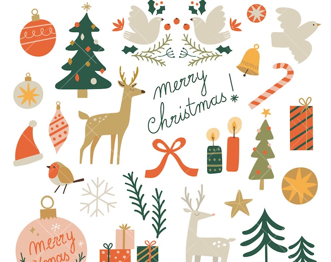 Christmas Clip Art Vector Images, Holiday Clipart, Xmas Ornaments ...