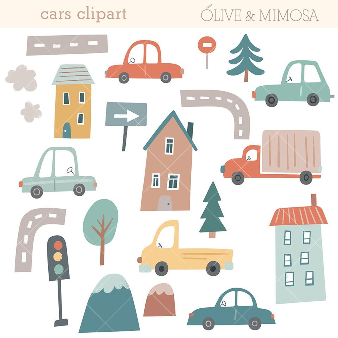Cars Clip Art Images, Transport Clipart, Digital Illustrations Instant ...