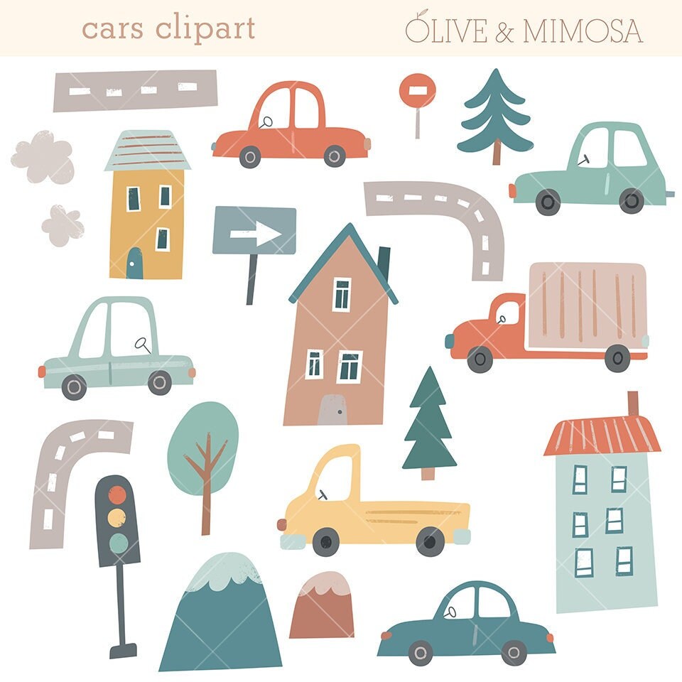 Cars Clip Art Images, Transport Clipart, Digital Illustrations Instant ...
