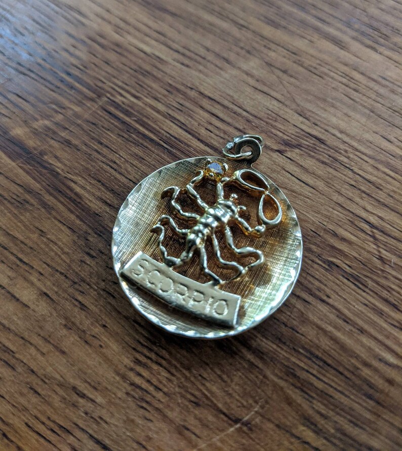 Solid 14K Yellow Gold Scorpio Pendant With Accenting Stone - Etsy