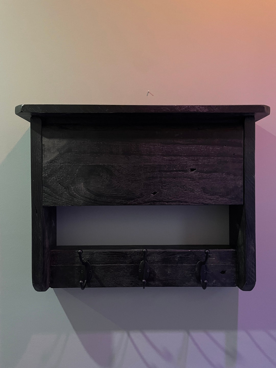 Pallet Wood Coat Rack With Hidden Key Storage With Shelf - Etsy