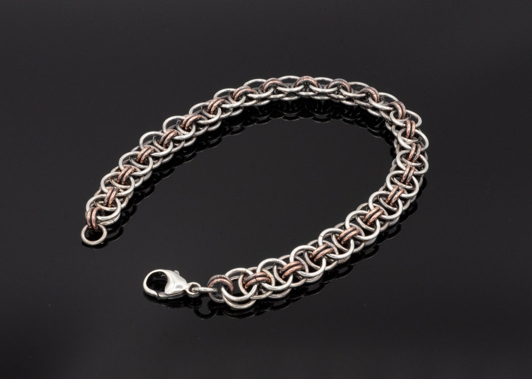 Men's Heavy Gauge (16g) Chain Maille Sterling Silver W/copper Accents ...