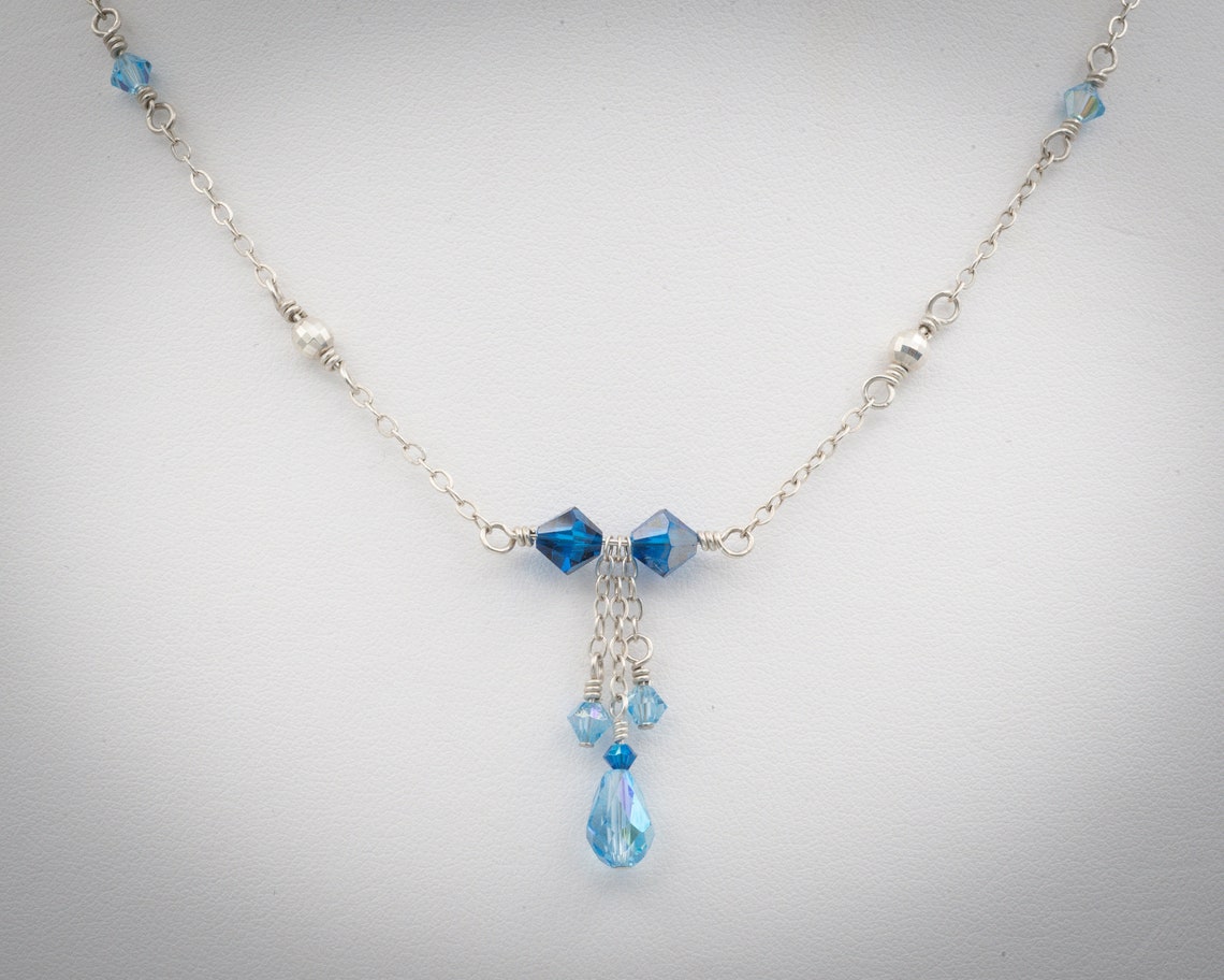 Wire-wrapped Sterling Silver Chain and Swarovski Crystal Necklace With ...