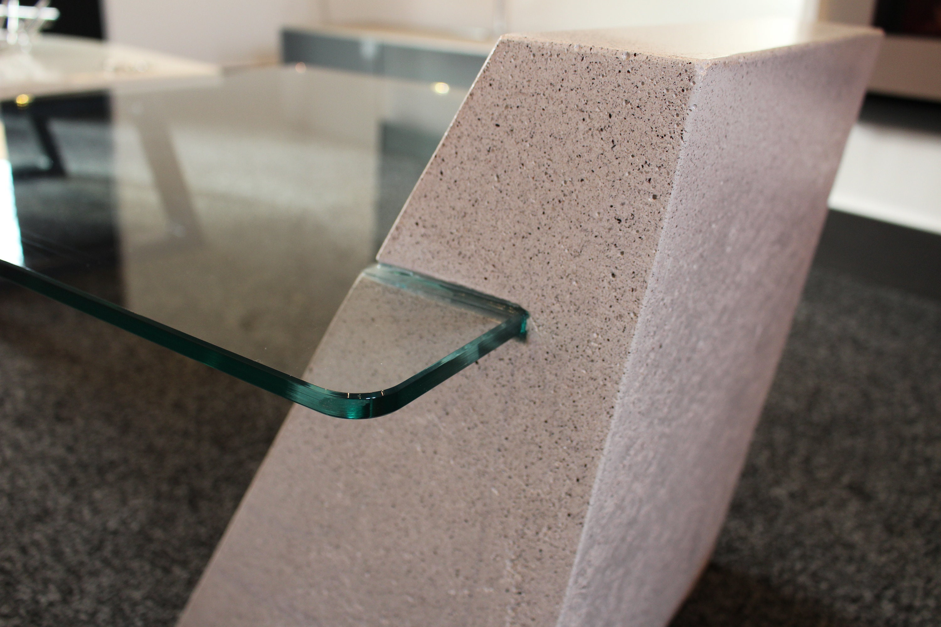 Polished Concrete & Glass Coffee Table - Etsy