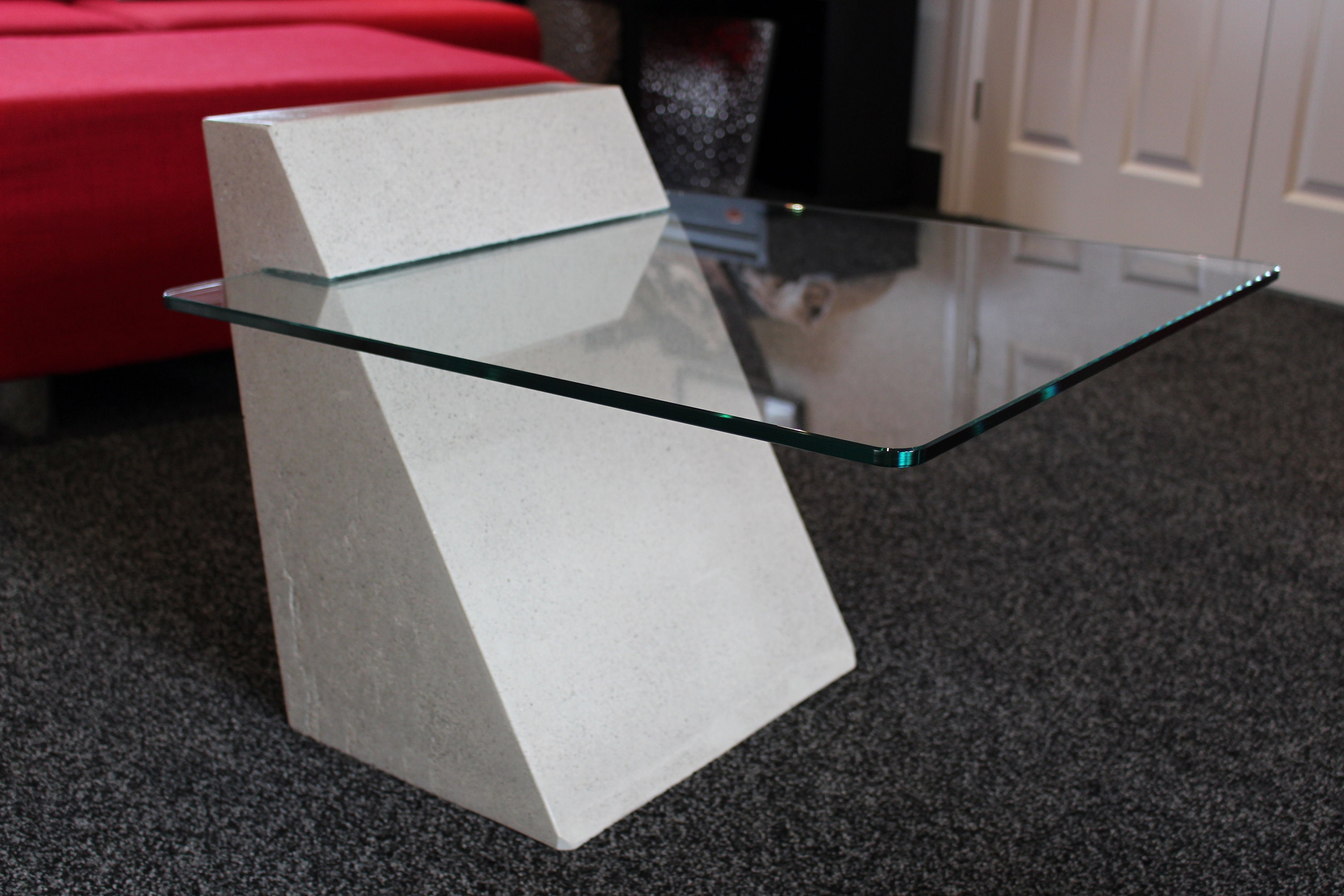 Polished Concrete & Glass Coffee Table - Etsy