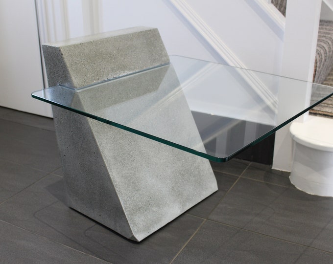 Polished Concrete & Glass Coffee Table - Etsy UK