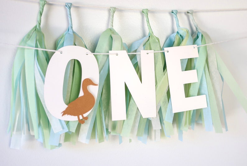 Duck ONE High Chair Banner + Mini Tassels – First Birthday Party ...