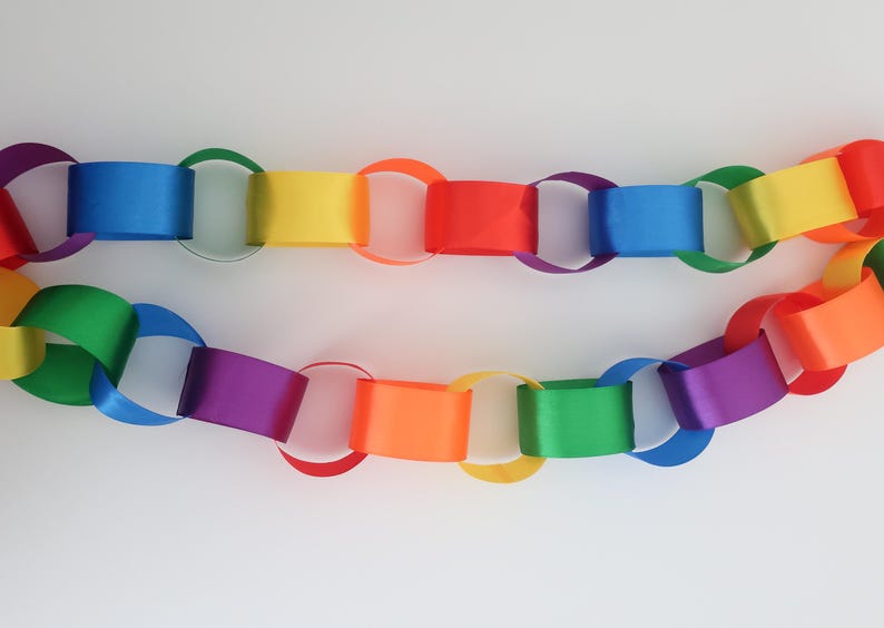 Rainbow Satin Ribbon Chain Garland | Rainbow Party Decor | Baby Shower ...