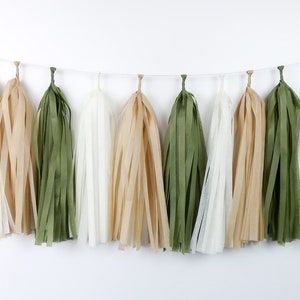 Green Tan Tassel Garland Pre-made or DIY Kit Neutral Party - Etsy