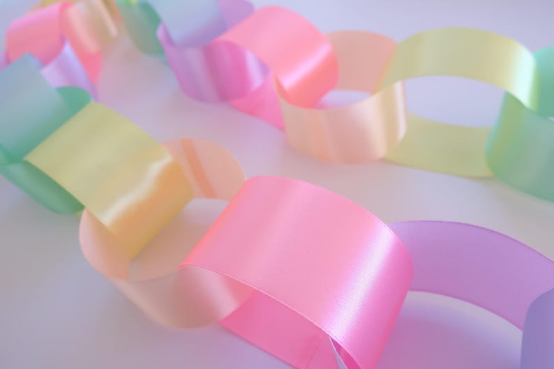 Pastel Rainbow Satin Ribbon Chain Garland | Kids Birthday Decor ...