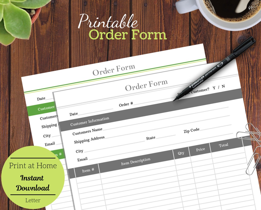 Printable Order Forms, Craft Show Form, Customer Form, Small Business ...