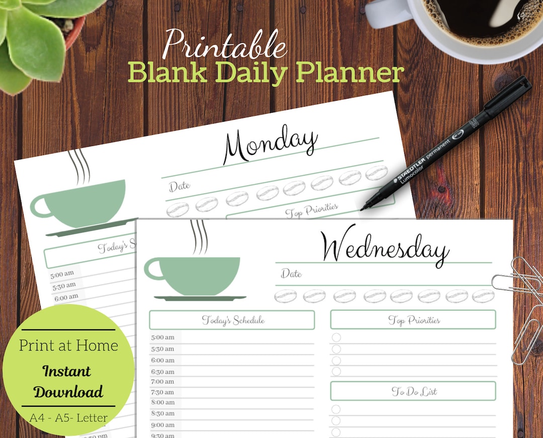 Printable Coffee Daily Planner, New Daily Spread, Small Business ...
