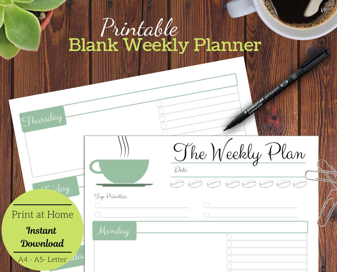 Printable Coffee Weekly Planner, New Weekly Spread, Small Business ...