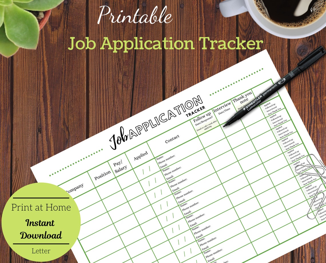 Printable Job Application Tracker, Career Organization, Resume ...