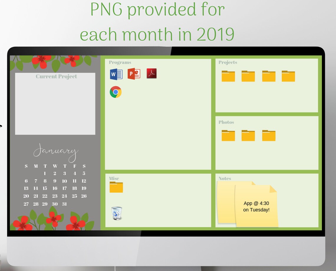 Desktop Wallpaper Organizer, Digital Downloadable Planner, Business ...