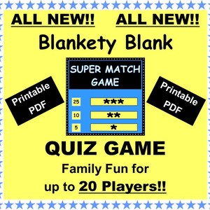 Instant Download Printable PDF All New BLANKETY BLANK Super Match Game ...