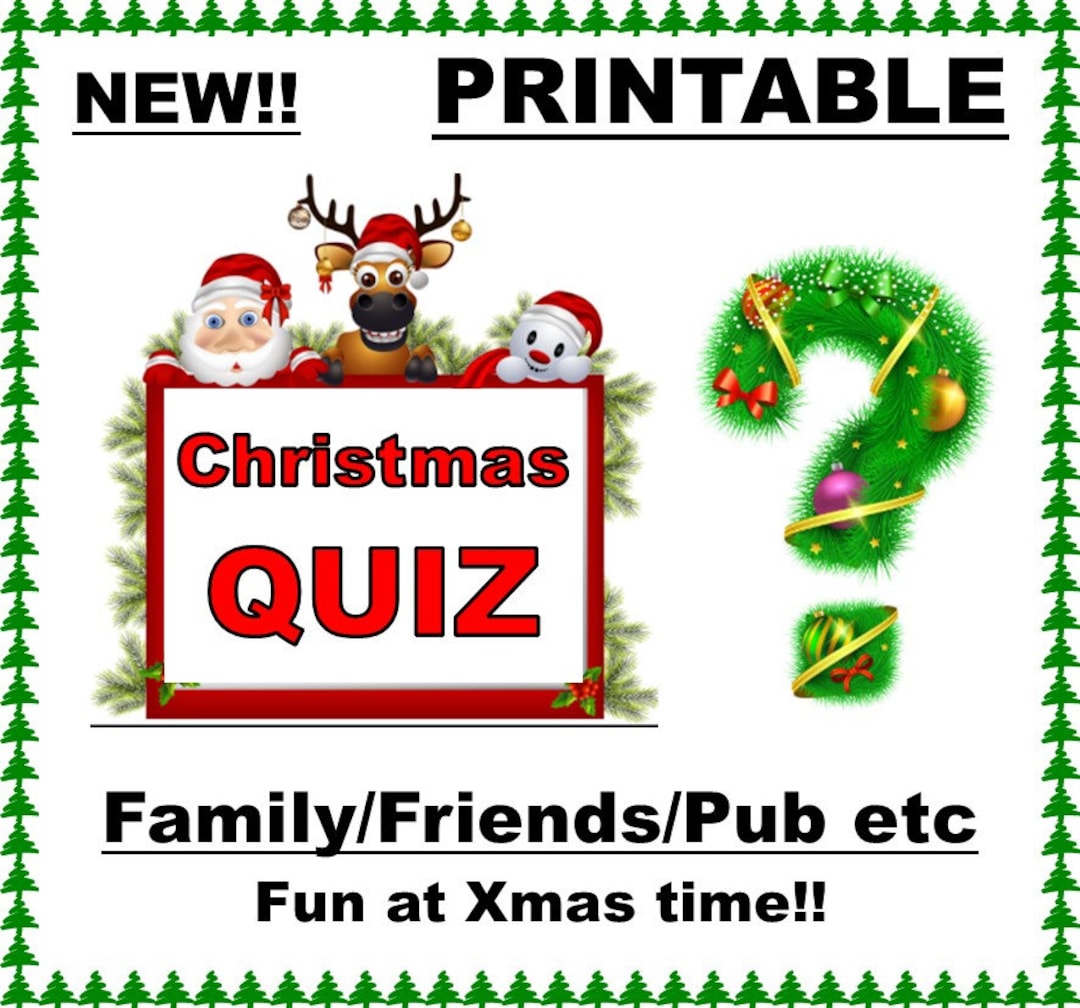 NEW Printable Pdf CHRISTMAS QUIZ Ideal for Xmas Parties/pubs/charity ...