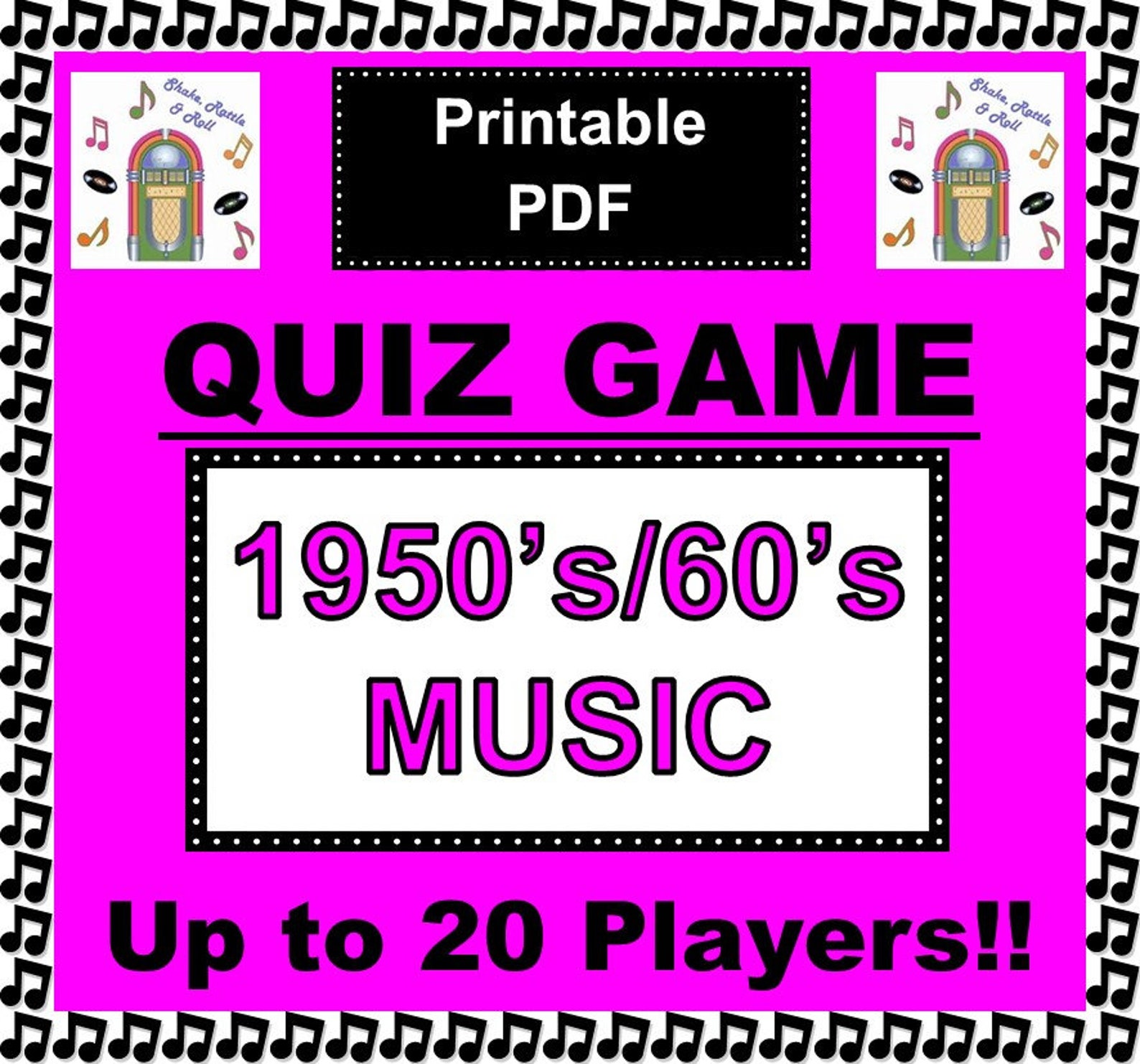 Instant Download Printable PDF - 1950's/60's MUSIC Trivia Quiz Game ...