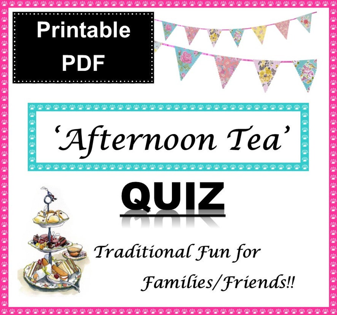 Printable PDF AFTERNOON TEA Themed Quiz Trivia Game A5 Players Sheets 3 ...