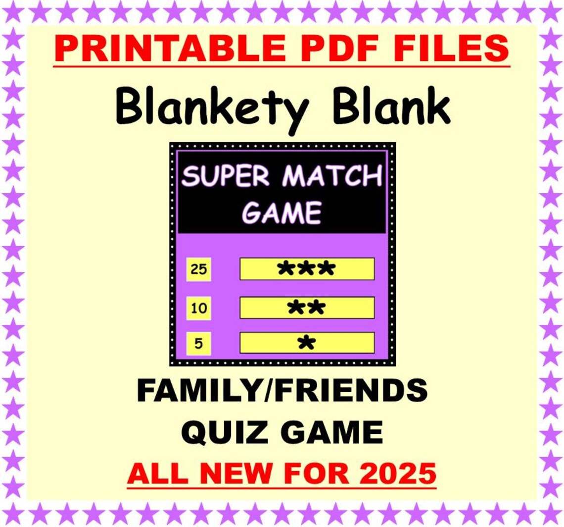 Instant Download Printable PDF All New for 2025 Blankety Blank 'SUPER ...