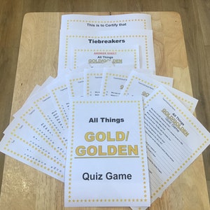 New!! All Things 'GOLD/GOLDEN' Themed Quiz Trivia Game - up to 10 ...