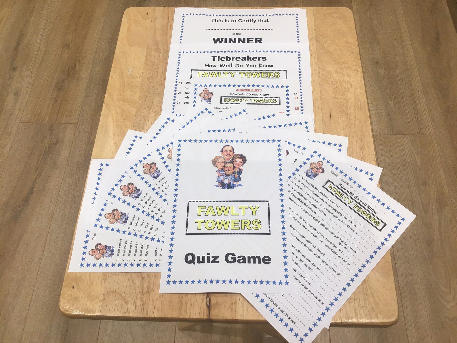 FAWLTY TOWERS Pub Quiz Trivia Game Table Fun - up to 20 Players - Ideal ...