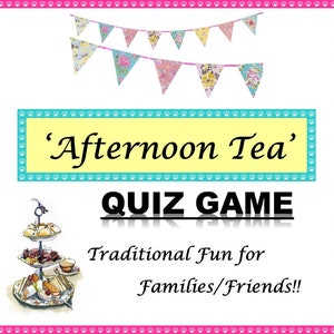 AFTERNOON TEA Themed Quiz Trivia Game 20 X A5 Sheets 3 X Tiebreakers 1 ...
