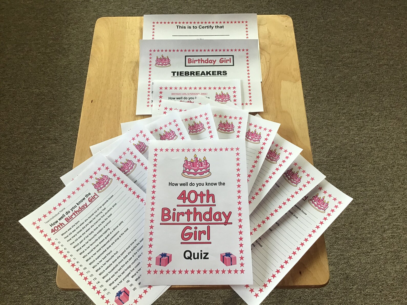 40th BIRTHDAY GIRL Celebration Quiz Game (how Well Do You Know Her ...