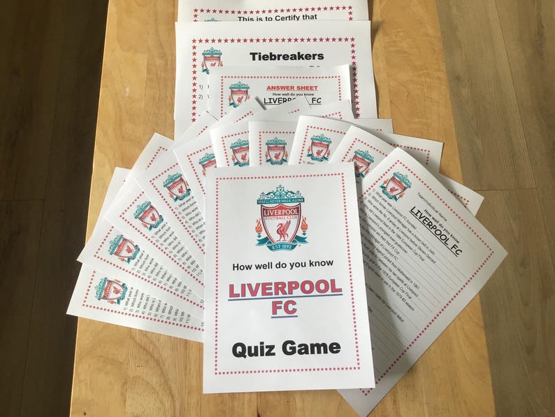 NEW!! Printable Pdf - Instant Download LIVERPOOL FC (how Well Do You ...